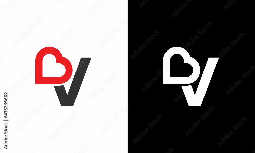 Logo Heart Letter V. Beautiful vector love logo. V love outline ...