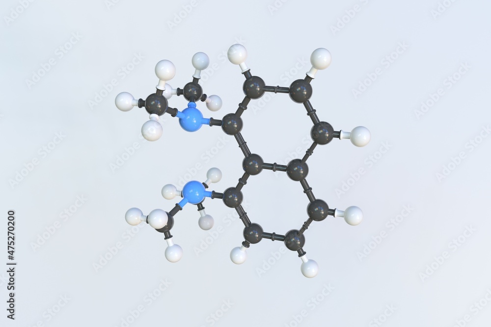 Proton-sponge molecule, scientific molecular model, looping 3d ...