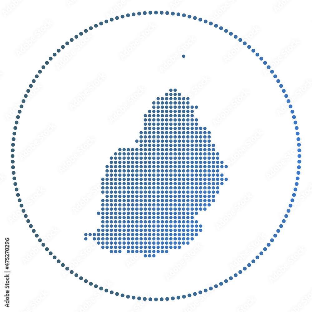 Mauritius digital badge. Dotted style map of Mauritius in circle. Tech ...