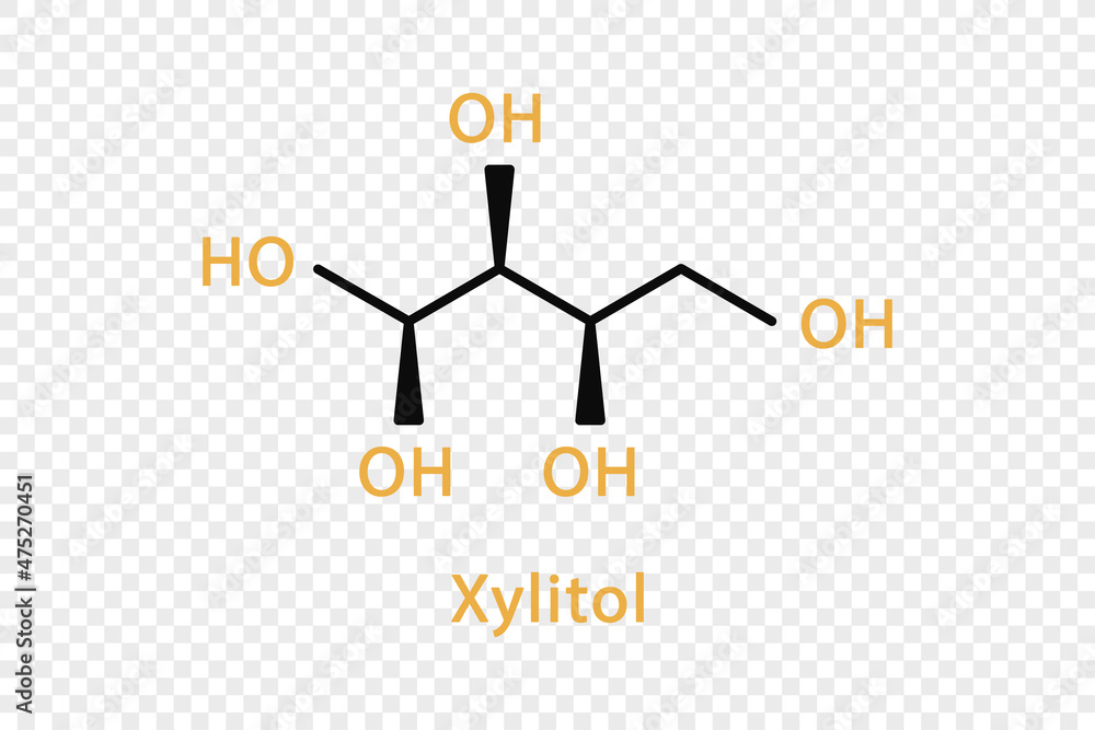 Xylitol chemical formula. Xylitol structural chemical formula isolated ...
