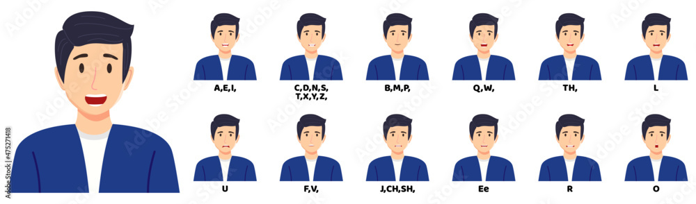 Beautiful cute businessman cartoon character talking mouth and lips ...