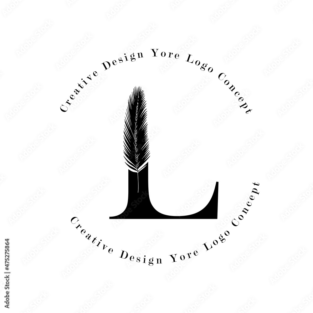 Elegant Letter L Logo with Logo Icons Palm Tree Leaf Pattern Texture ...