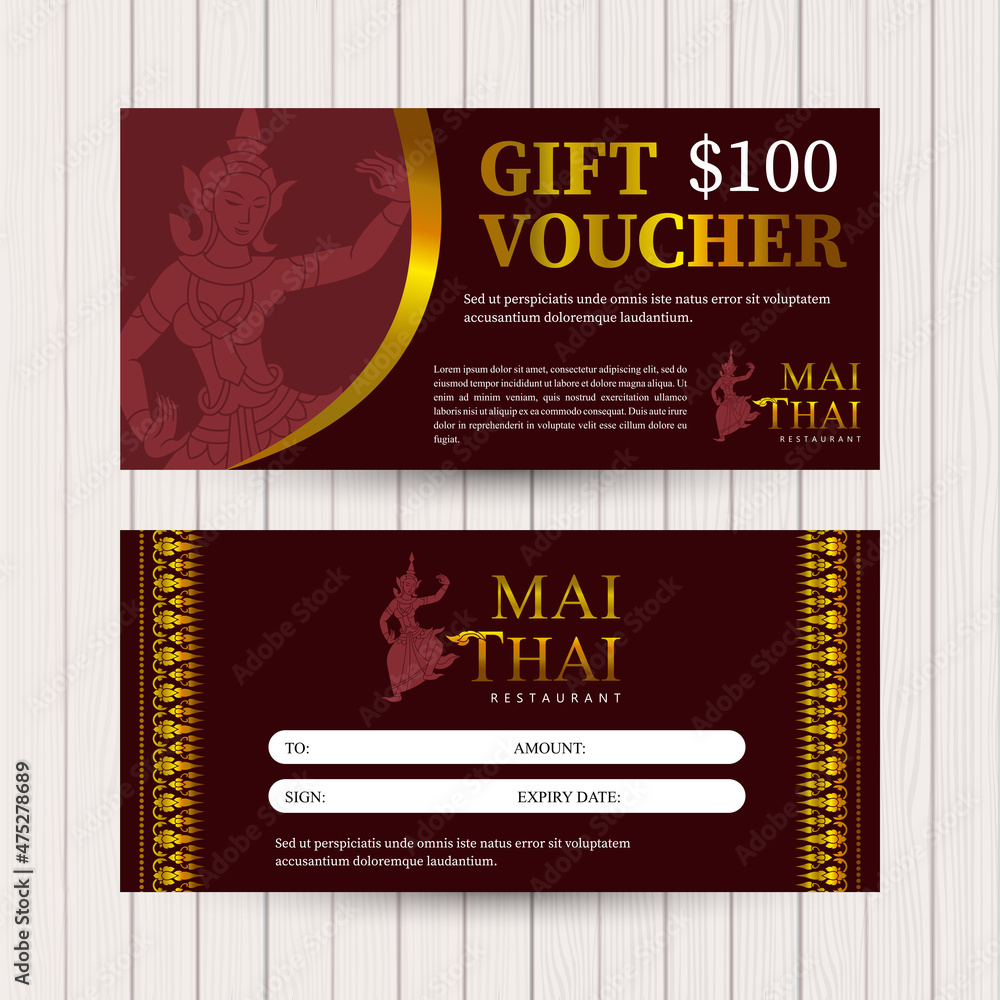 Thai art banners. Gift voucher template. Vector Stock Vector | Adobe Stock
