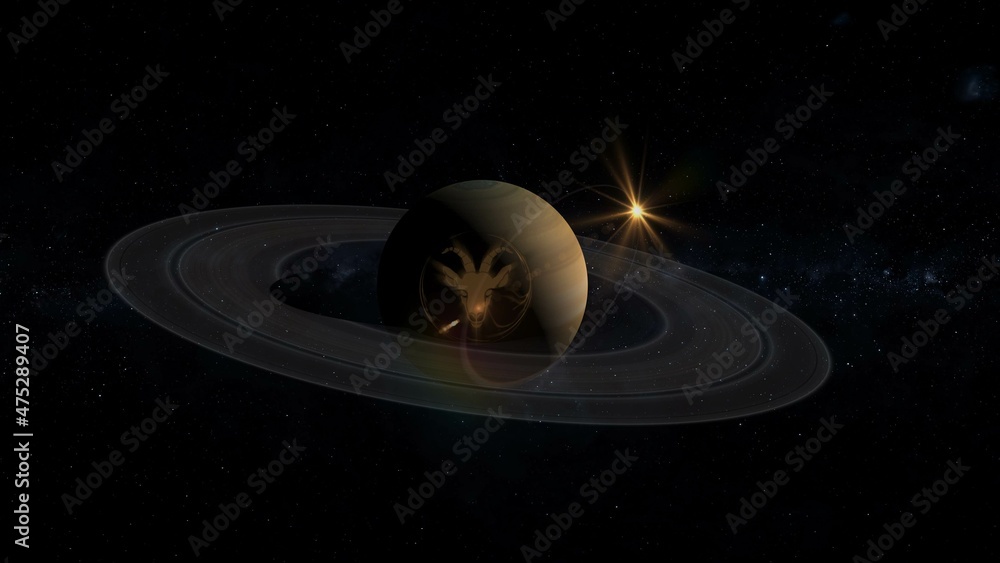 saturn the ruling planet of capricorn 3d illustration Stock ...