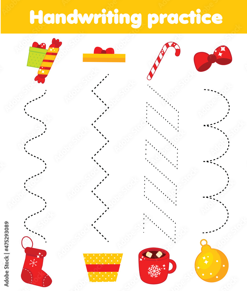 handwriting practice sheet. Educational children game. Preschool ...