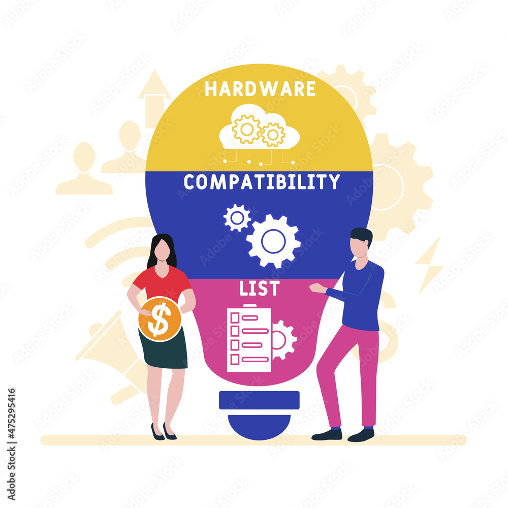 HCL - Hardware Compatibility List acronym. business concept background ...
