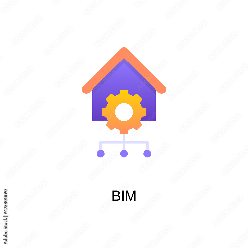 BIM vector Gradient Icon Design illustration. Digitalization and ...