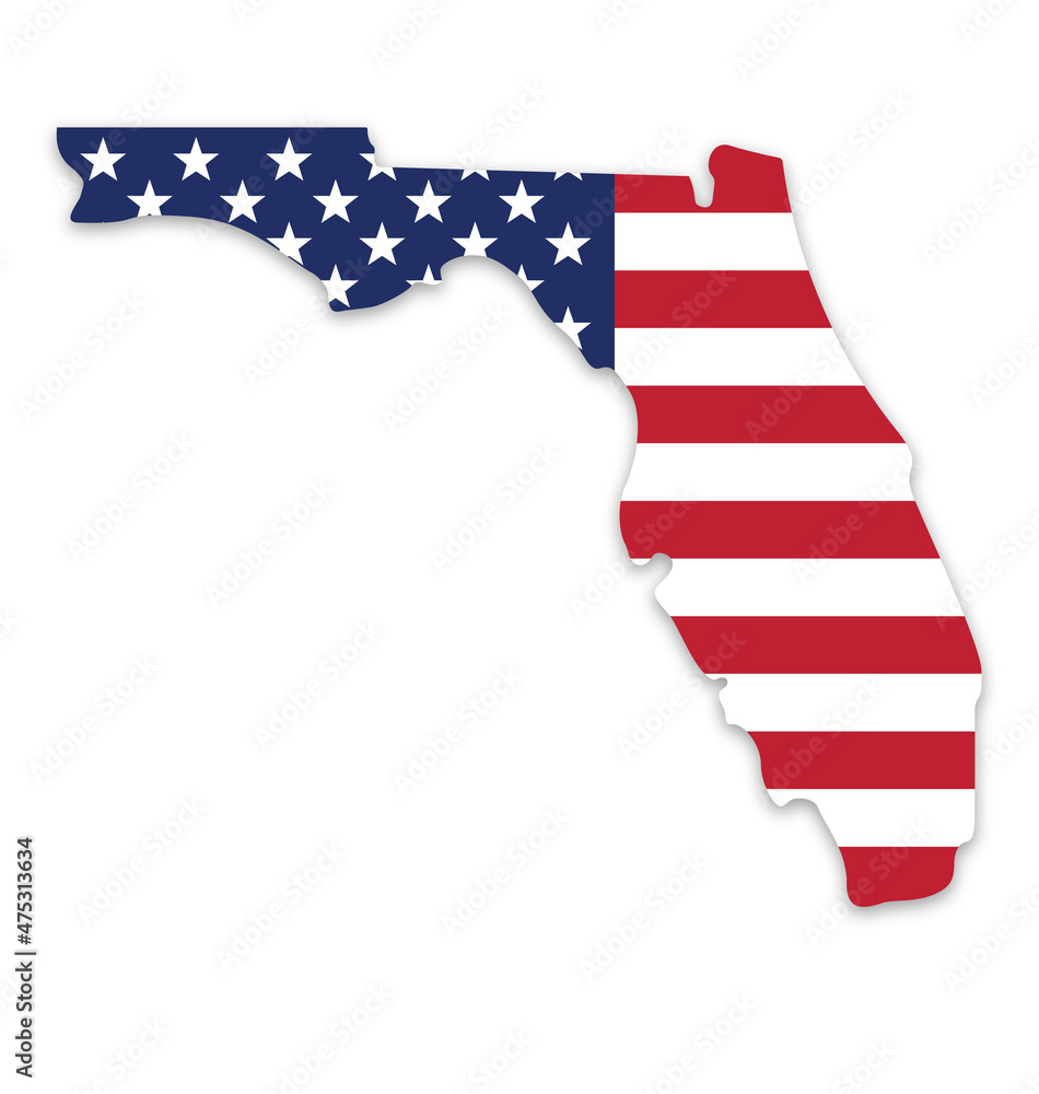 florida state map shape with usa flag Stock Vector | Adobe Stock