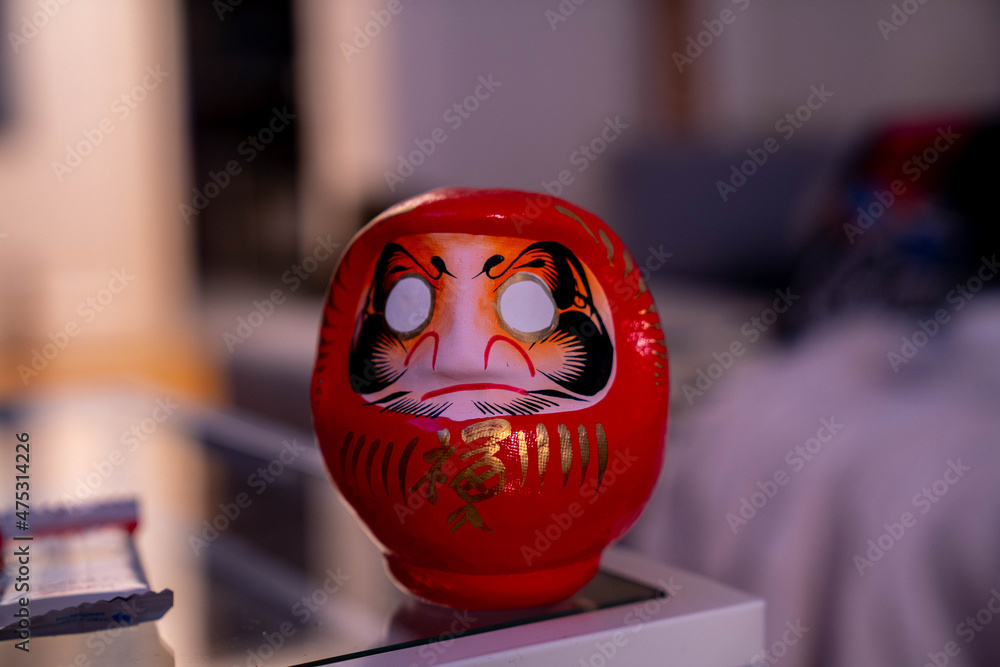 Closeup of Daruma doll, a hollow, round, Japanese traditional doll ...