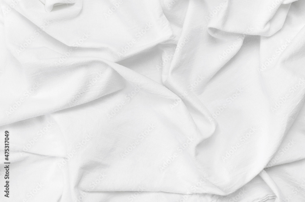 Eco textiles. White Fabric texture. White crumpled natural cotton ...