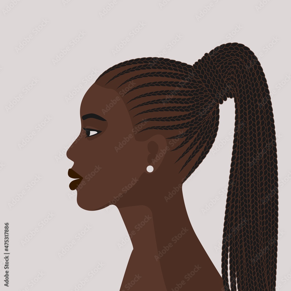 Black Girl with Braided Ponytail Stock Vector | Adobe Stock