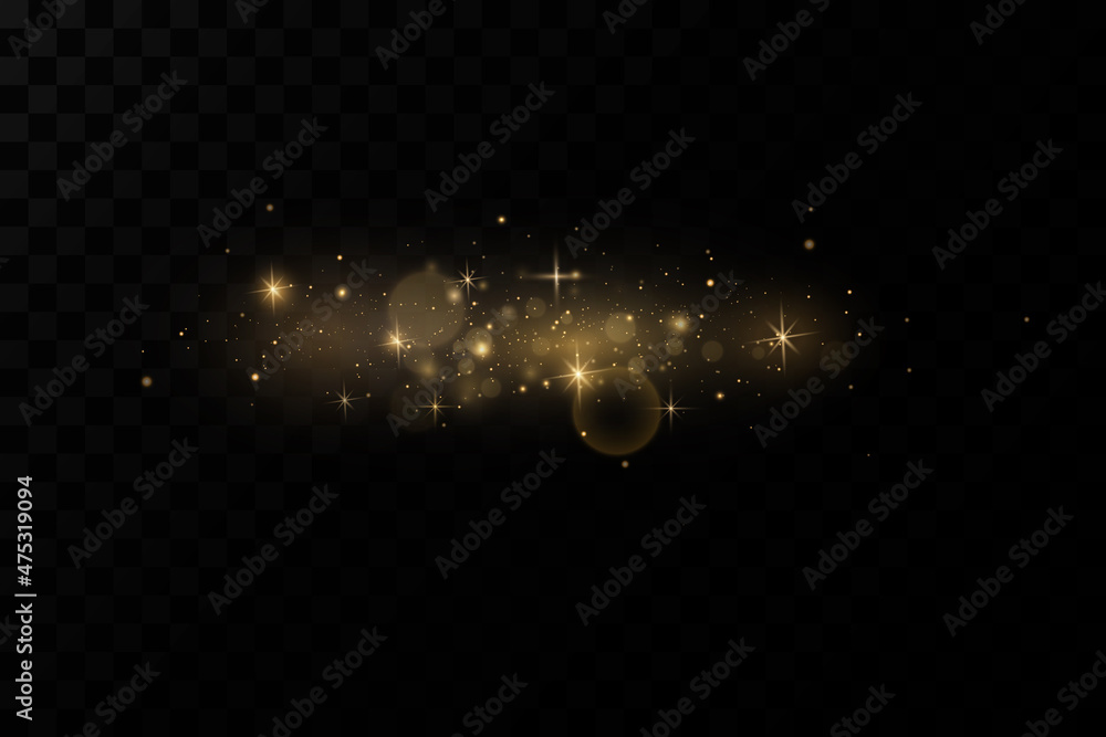 Christmas light effect. Sparkling magical dust particles.The dust ...