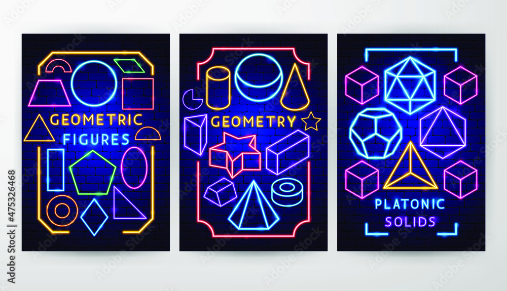 Geometry Flyer Concepts. Vector Illustration of Platonic Solids ...