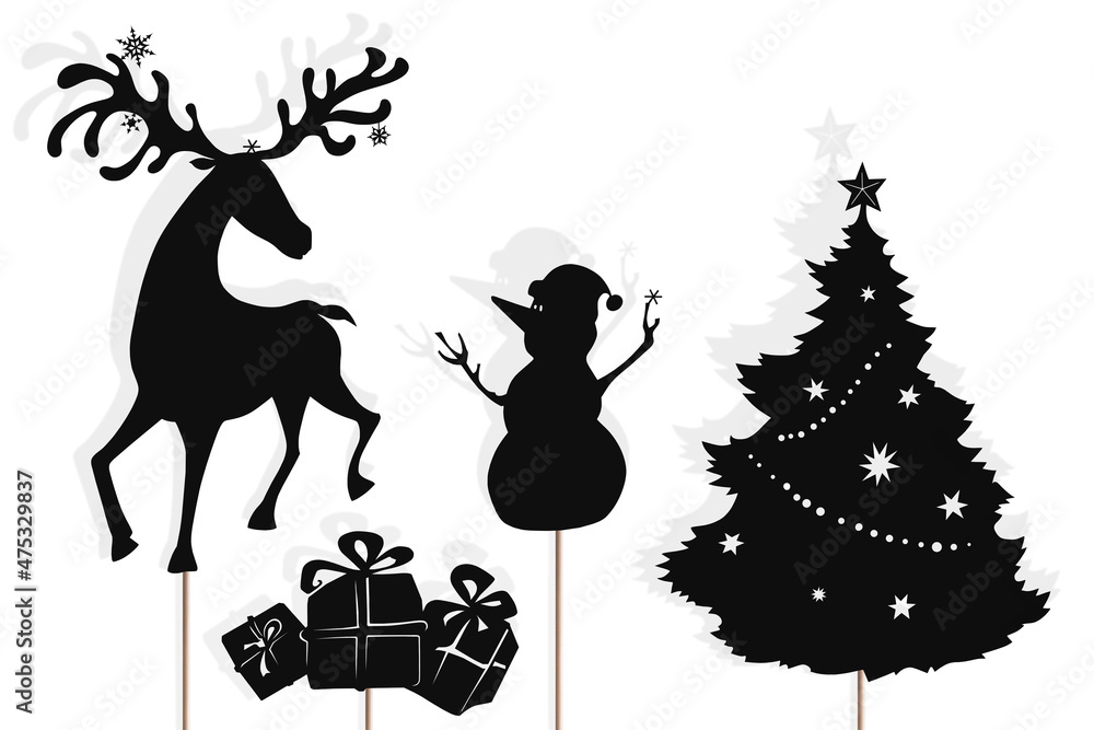 Christmas shadow puppets Stock Illustration | Adobe Stock