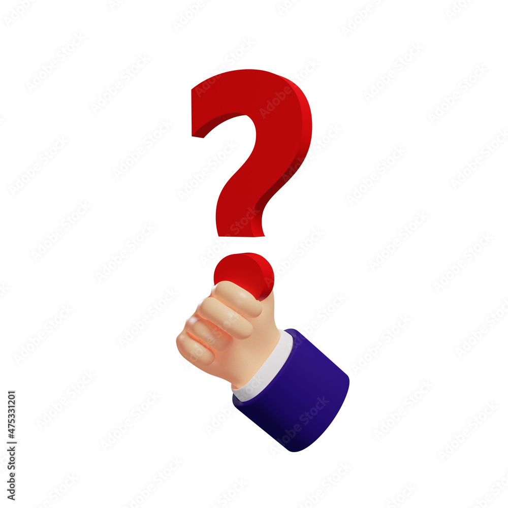 3d hand holding red question mark isolated on white background, 3d ...