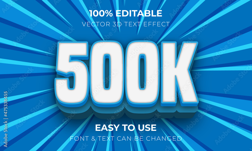 100% editable 3d text effect design Stock Vector | Adobe Stock