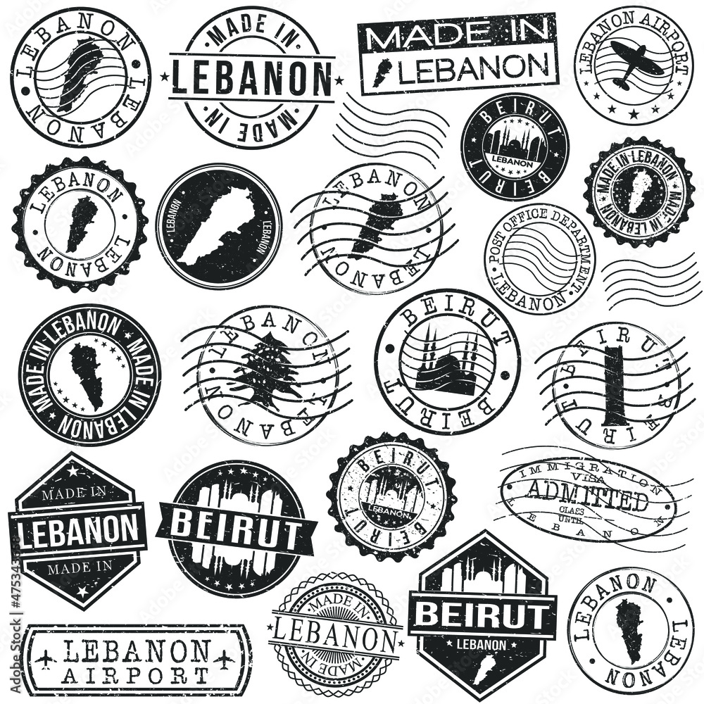 Beirut, Lebanon Stamp Vector Art. Postal Passport Travel Design Set ...
