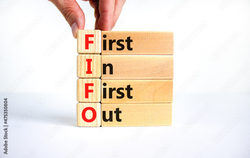 FIFO first in first out symbol. Concept words FIFO first in first out ...