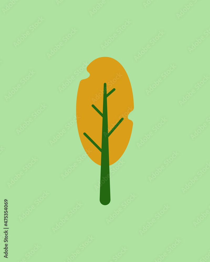 Cartoon style tree illustration isolated on colored background, can be ...