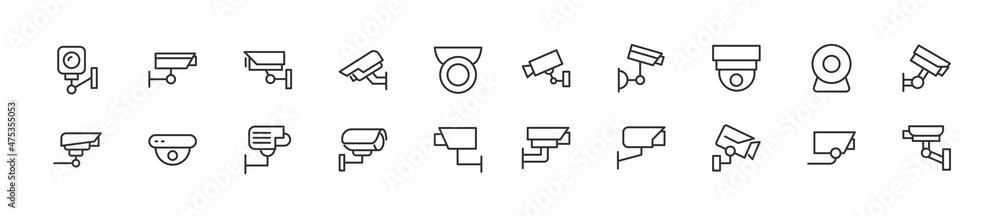 Set of simple cctv line icons. Stock Vector | Adobe Stock