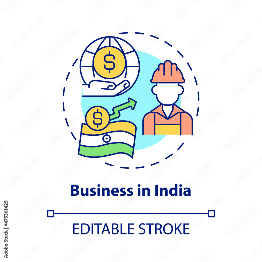 Business in India concept icon. Best country for business abstract idea ...