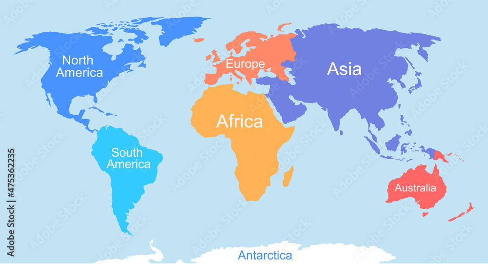 Continents Of The World, Africa, Asia, Australia, Antarctica, Europe ...