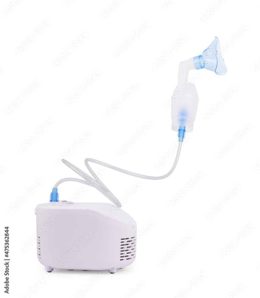 Medical equipment for inhalation with respiratory mask, nebulizer on a ...