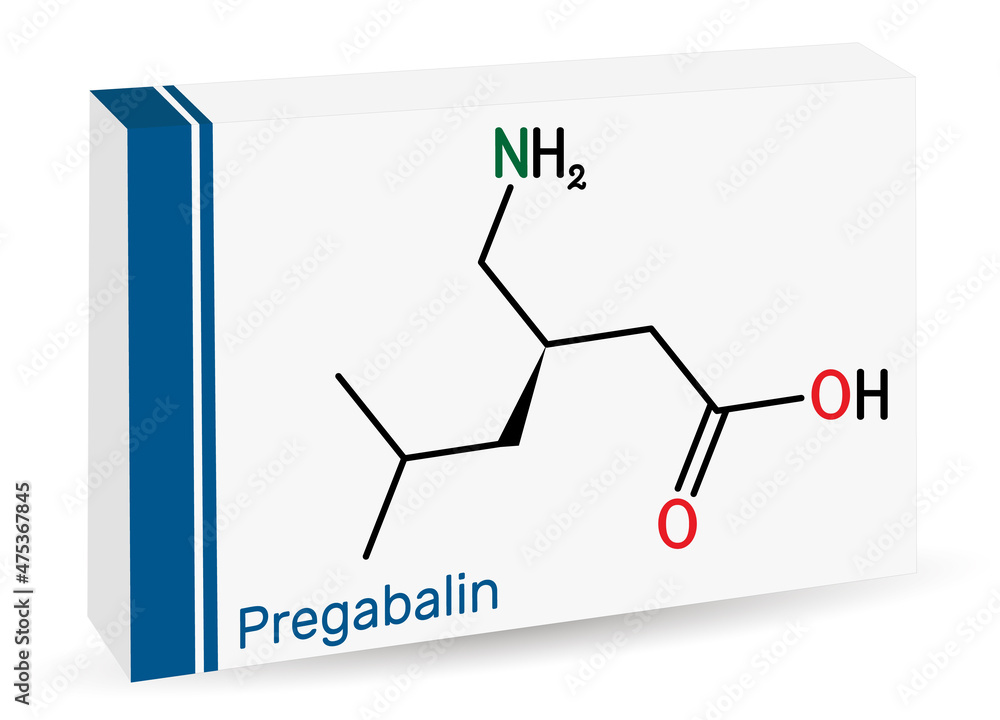 Vetor de Pregabalin molecule. It is anticonvulsant, anxiolytic drug ...