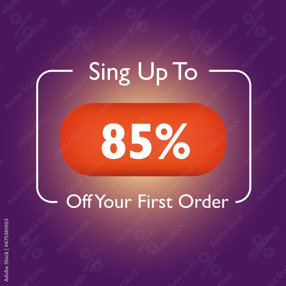 Vector illustration of a poster about the sale, get a 85% discount on ...