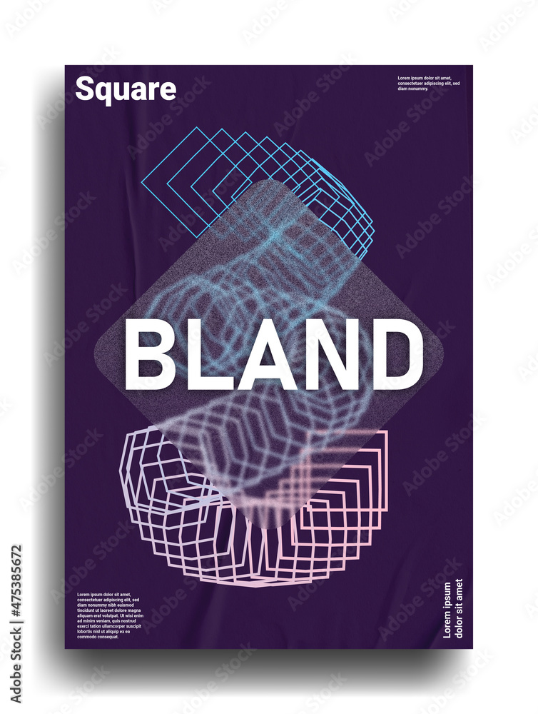 Abstract poster with square in modern stуle with bland, gradient and ...