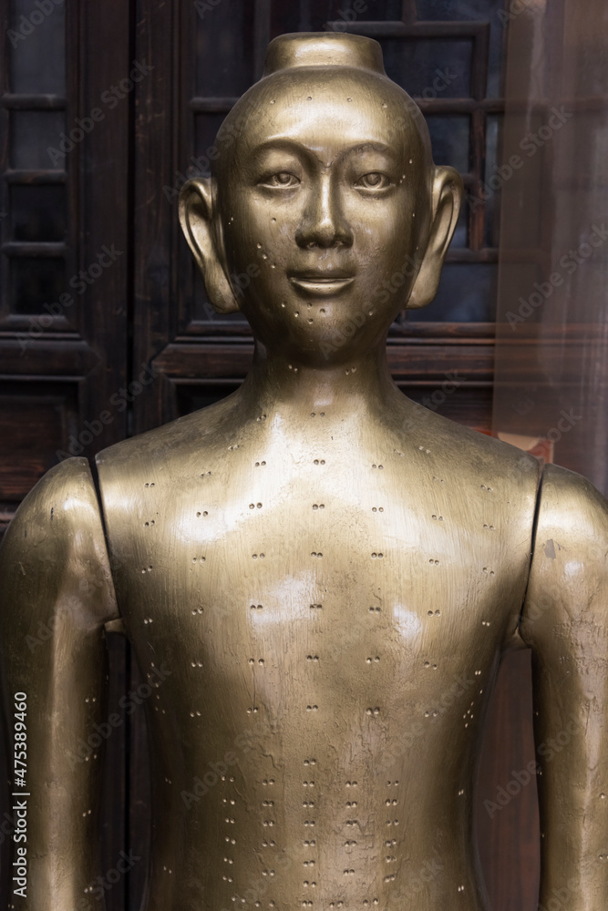 Bronze statue of human body showing acupuncture points, Wuxi, Jiangsu ...