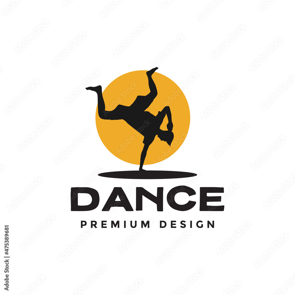 silhouette young man battle dance vintage logo Stock Vector | Adobe Stock