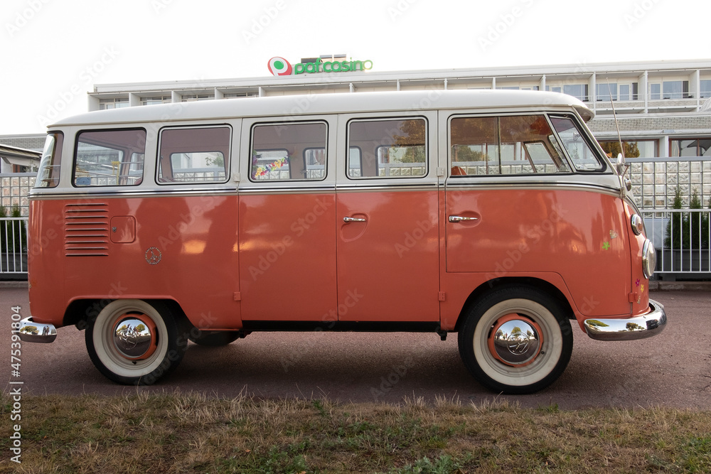 Finland, Aland Islands, Marienhamn, July - 2019: retro car minibus ...