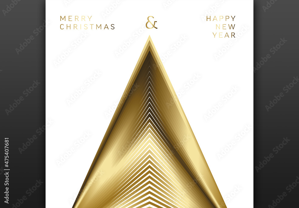 Modern Trendy Geometry Christmas Card with Golden Triangle Christmas ...