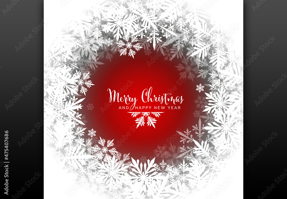 Christmas Winter Card Layout with Red Accent Stock Template | Adobe Stock