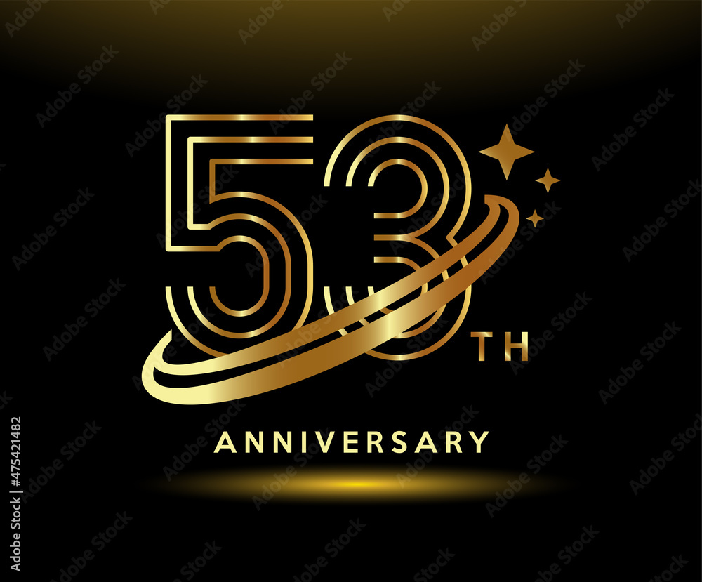 Golden 53 year anniversary celebration logo design inspiration Stock ...