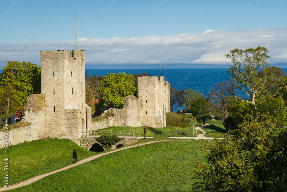 Sweden, Gotland Island, Visby, 12th century city wall, most complete ...