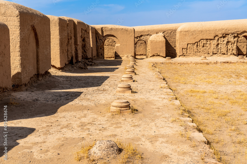 Uzbekistan, Fayaz Tepe, ruins of the buddhist monastery and temple ...