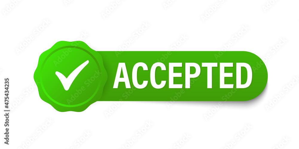 Accepted vector green label. Banner vector illustration Stock Vector ...