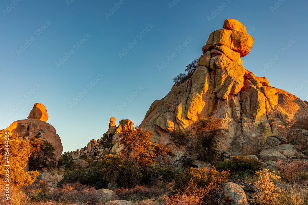 Jumbled granite boulders at Council Rocks in the Dragoon Mountains in ...