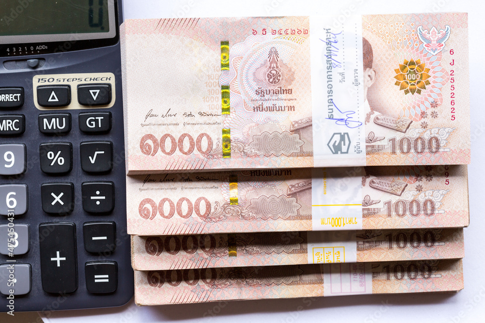 Topview stack of 1000 bath Thai money : New Thailand Currency 1000 Bath ...