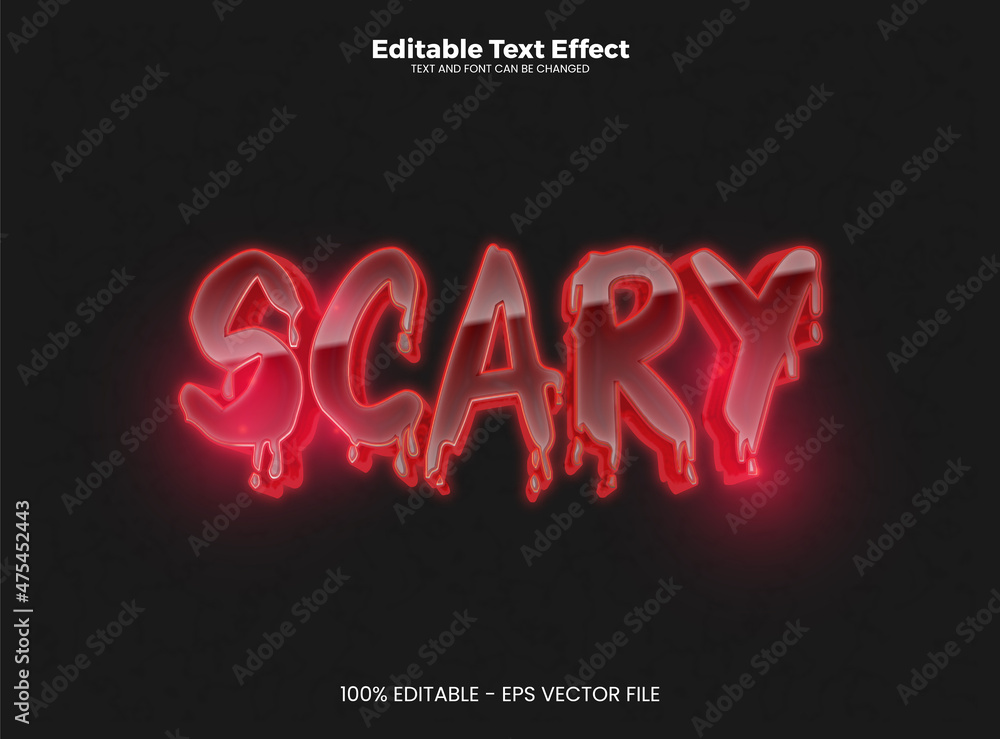Scary Editable text effect 3d text effect template Stock Vector | Adobe ...