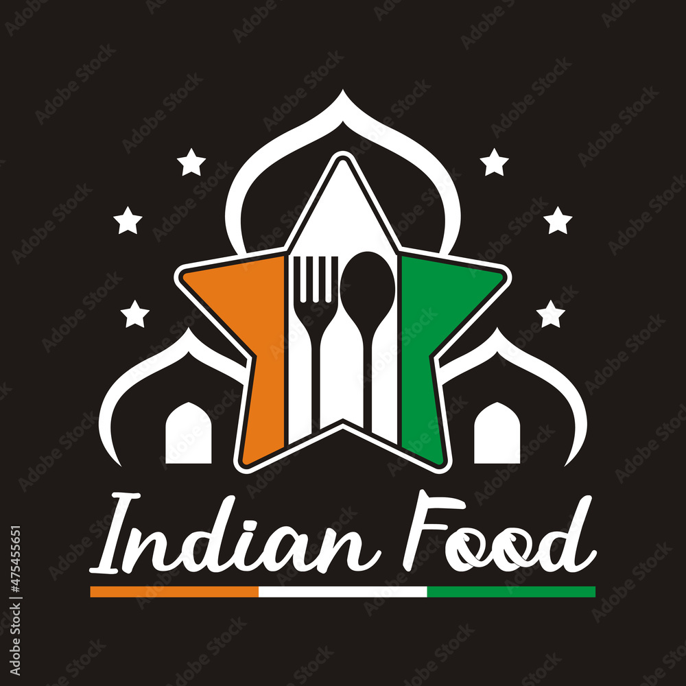 indian food logo vector illustration Stock Vector | Adobe Stock