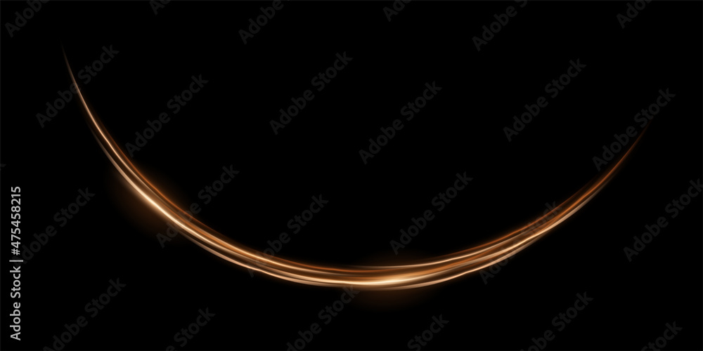 Radial curve, lines glow and shine in arch light effect, energy ...