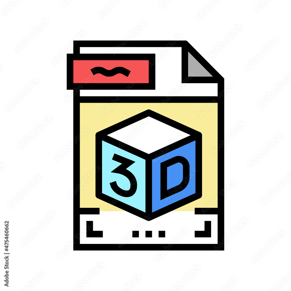 stl 3d file color icon vector. stl 3d file sign. isolated symbol ...