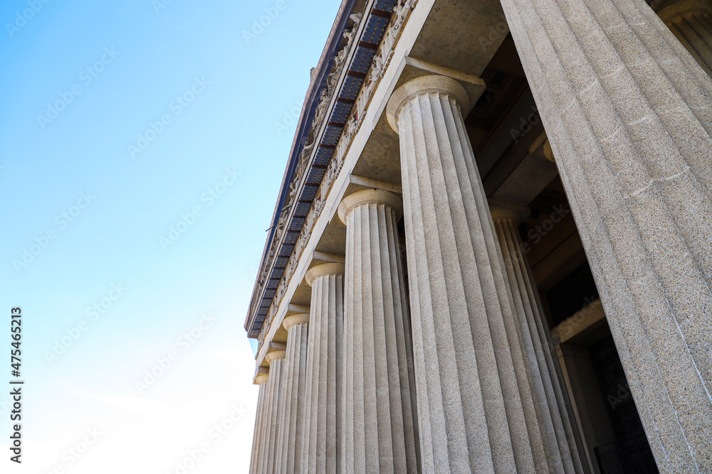 a full-scale replica of the original Parthenon in Athens with tall ...
