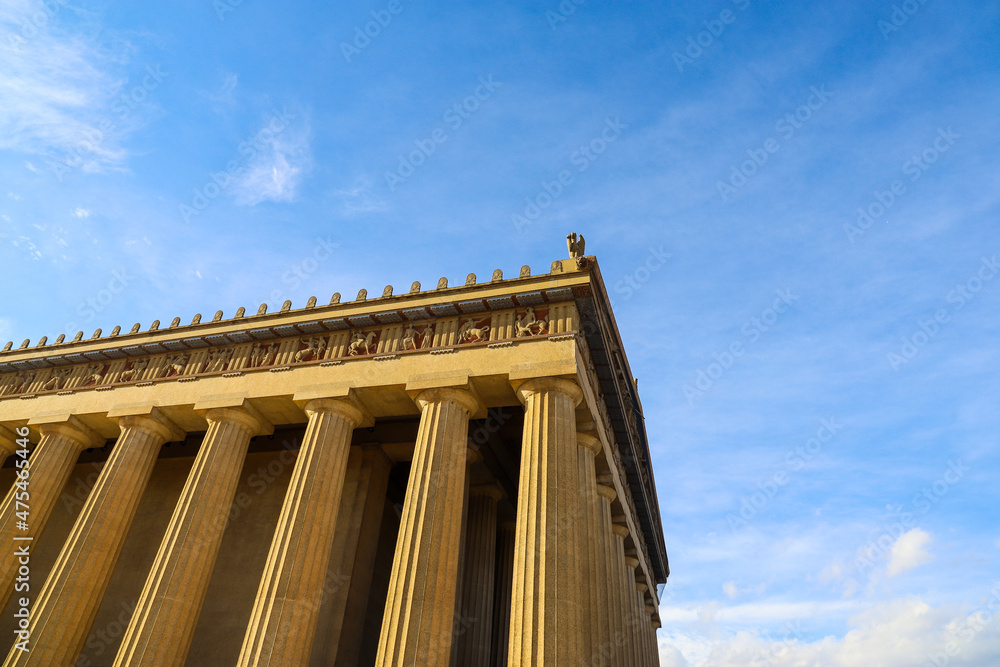 a full-scale replica of the original Parthenon in Athens with tall ...