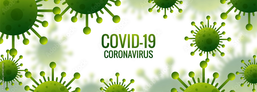 .Coronavirus microbe cells in infected banner background Stock Vector ...