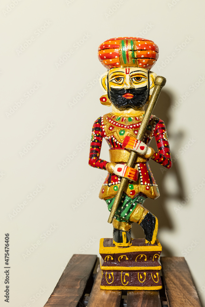 Handmade colorful wooden Rajasthani Doorkeeper or guard souvenir ...