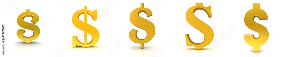 $ Dollar sign golden yellow us money cash currency symbol icon set ...